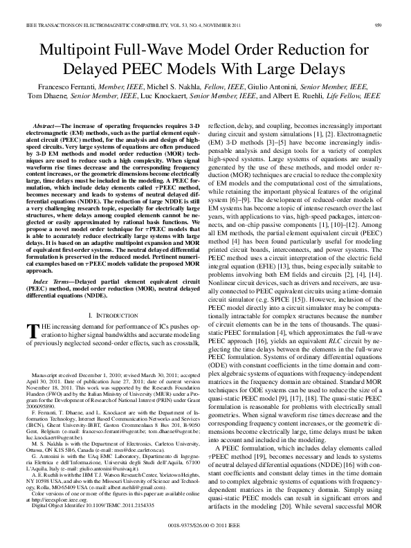 (PDF) Multipoint Full-Wave Model Order Reduction for Delayed PEEC ...