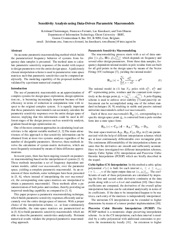 (PDF) Sensitivity analysis using data-driven parametric macromodels