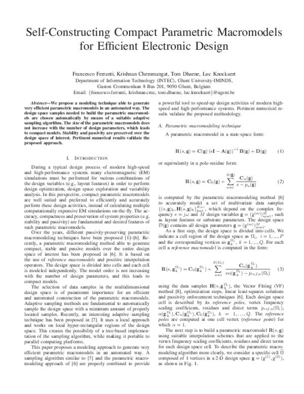 Pdf Self Constructing Compact Parametric Macromodels For Efficient