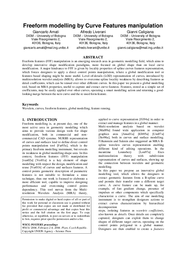 (PDF) Free Form Modelling by Curve Features Manipulation