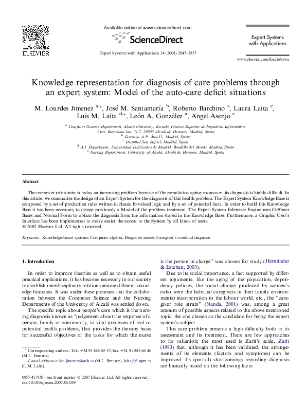 (PDF) Knowledge representation for diagnosis of care problems through ...