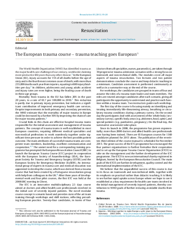 (PDF) The European Trauma Course