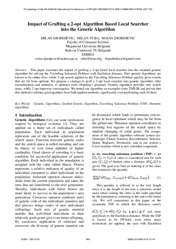 Pdf Impact Of Grafting A 2 Opt Algorithm Based Local Searcher Into The Genetic Algorithm 0028