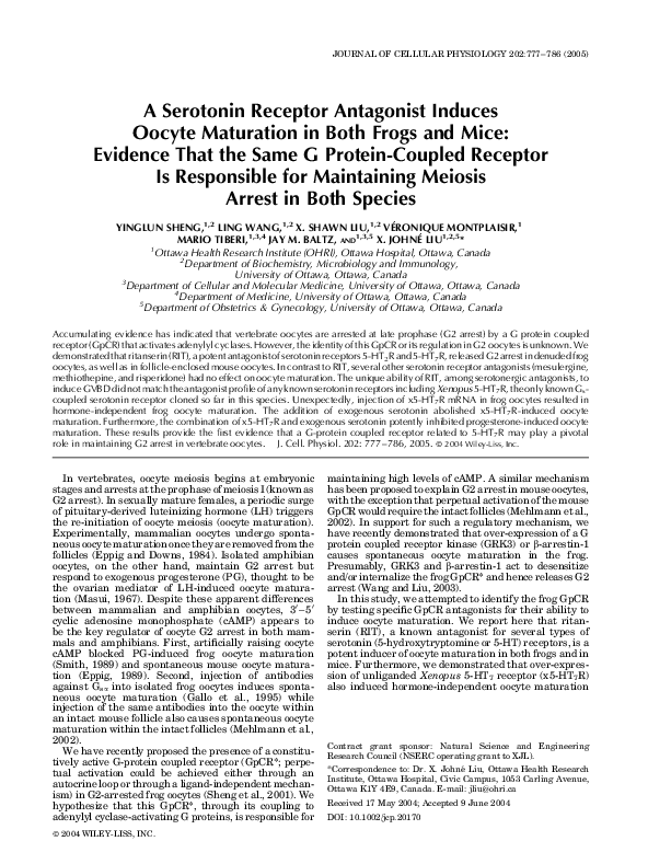 (PDF) A serotonin receptor antagonist induces oocyte maturation in both ...