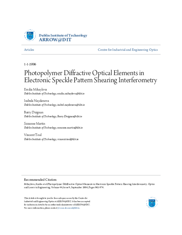 (PDF) Photopolymer diffractive optical elements in electronic speckle pattern shearing ...