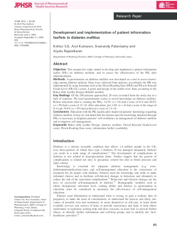 (PDF) Development and Implementation of Patient Information Leaflet on ...