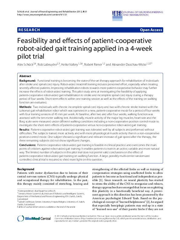 (PDF) Feasibility and effects of patient-cooperative robot-aided gait ...