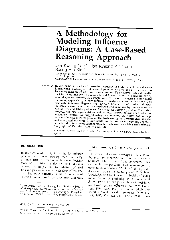 (PDF) A methodology for modeling influence diagrams: a case-based reasoning approach