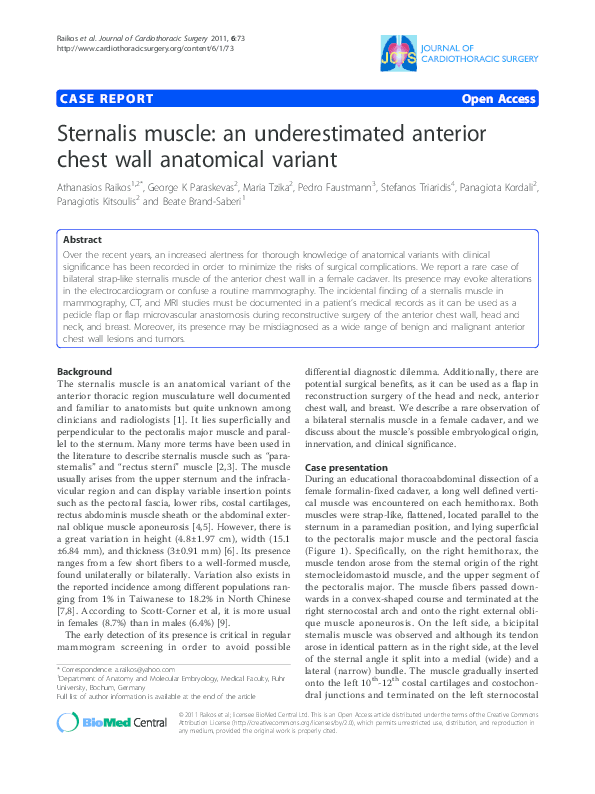 (PDF) Sternalis muscle: an underestimated anterior chest wall ...