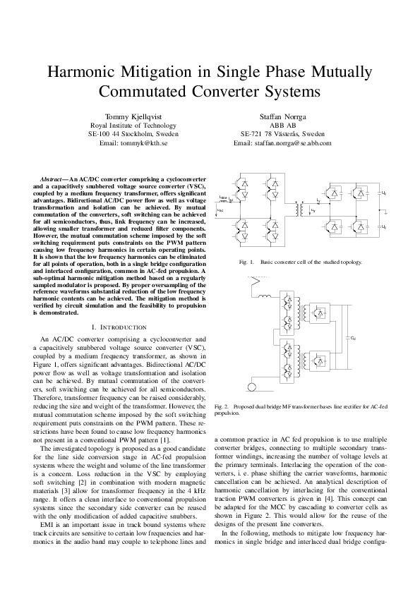 (PDF) Harmonic Mitigation in Single Phase Mutually Commutated Converter Systems