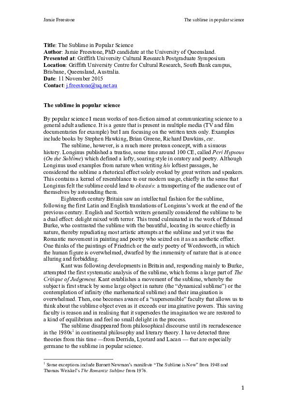 (PDF) The sublime in popular science