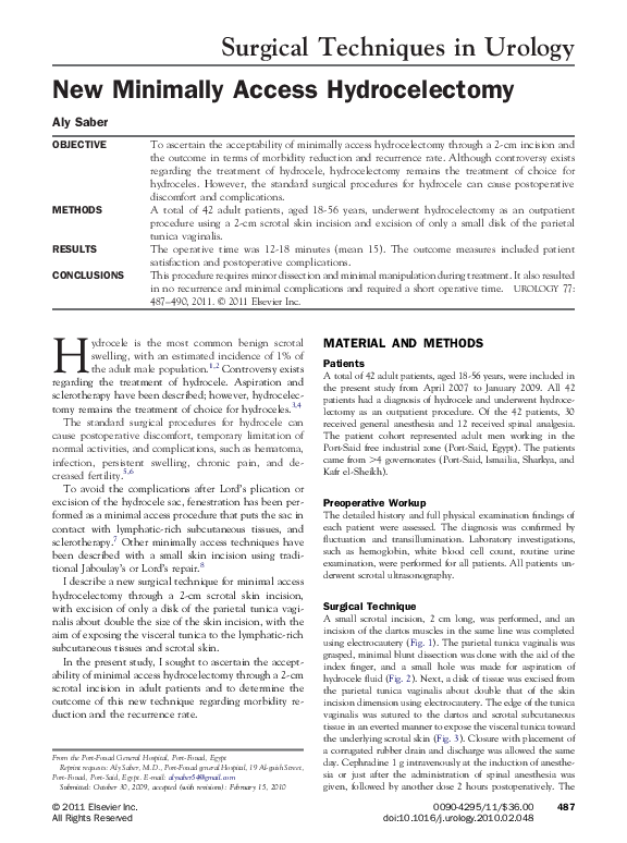 (PDF) New Minimally Access Hydrocelectomy