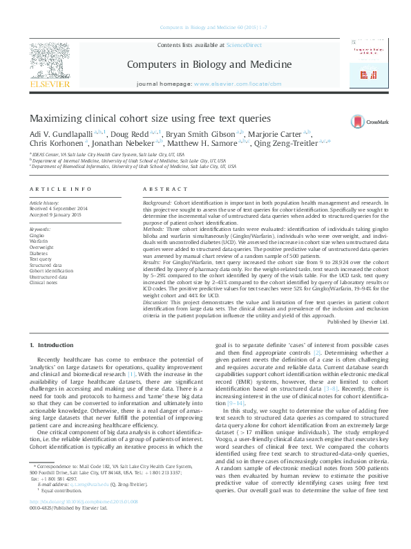 (PDF) Maximizing clinical cohort size using free text queries
