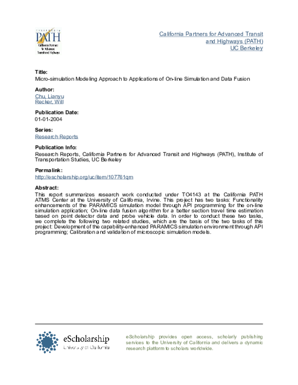 Pdf Micro Simulation Modeling Approach To Applications Of On Line