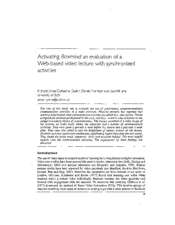 (PDF) Activating Boxmind: an evaluation of a web‐based video lecture with synchronized activities