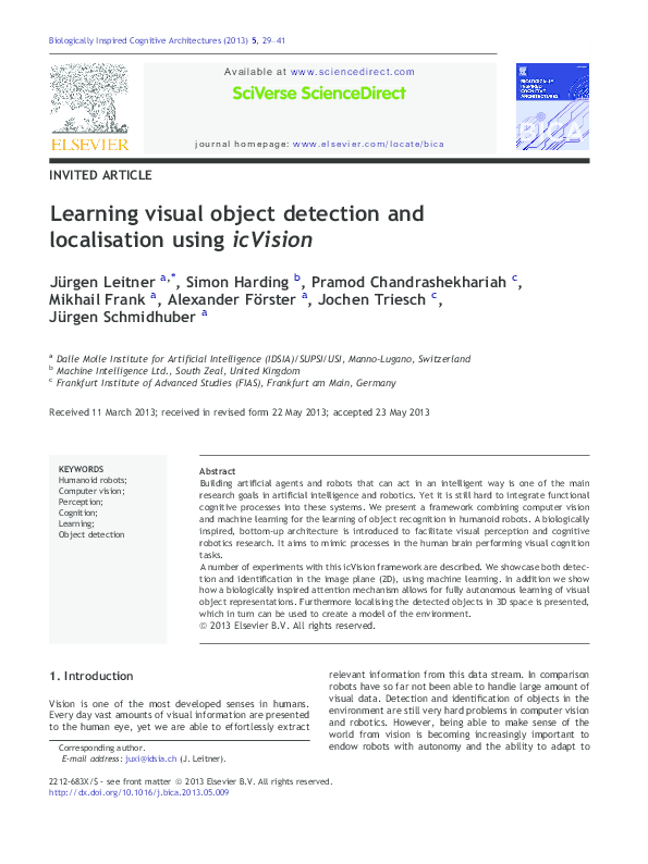 (PDF) Learning visual object detection and localisation using icVision