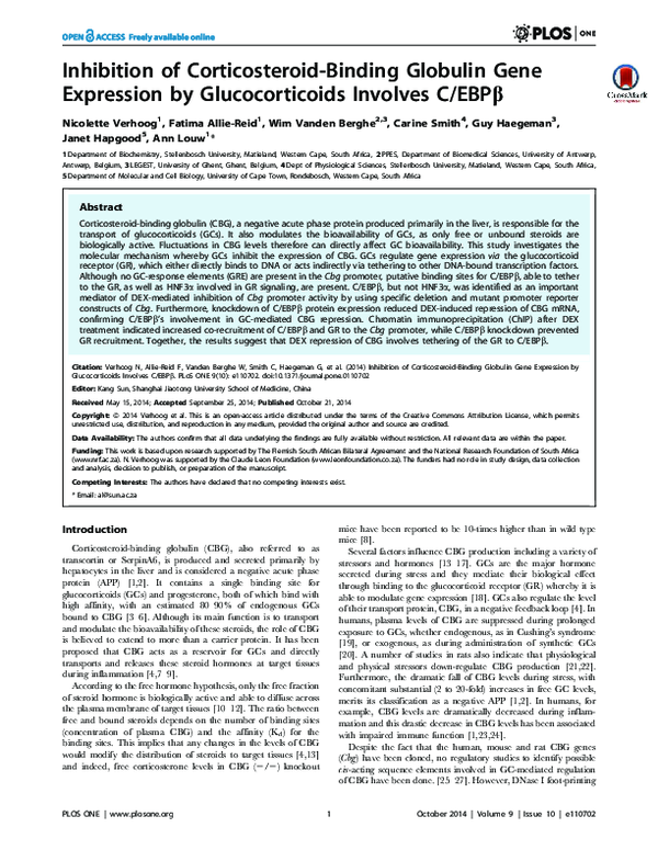 (PDF) Inhibition of Corticosteroid-Binding Globulin Gene Expression by ...