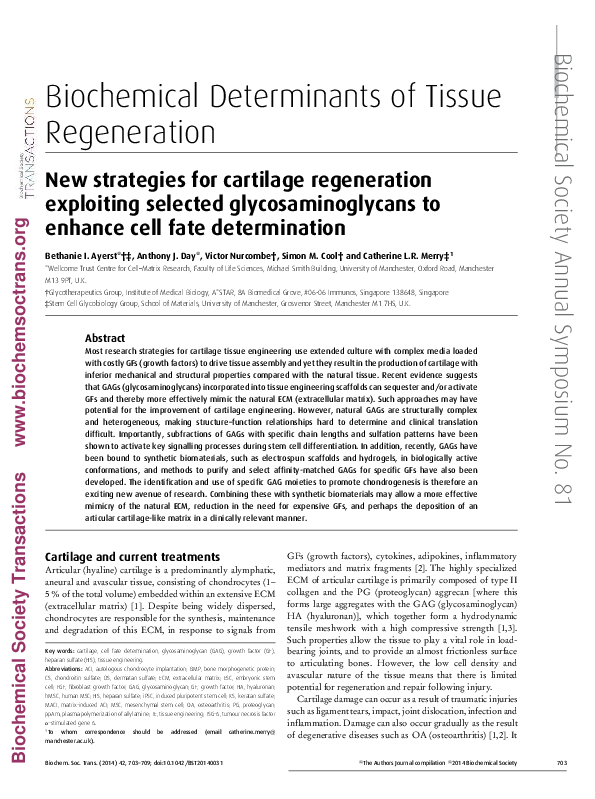 (PDF) New strategies for cartilage regeneration exploiting selected glycosaminoglycans to ...