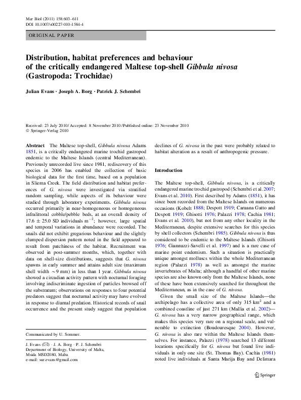 (PDF) Distribution, habitat preferences and behaviour of the critically ...