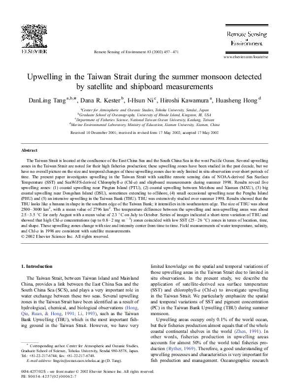 (PDF) Upwelling in the Taiwan Strait during the summer monsoon detected ...
