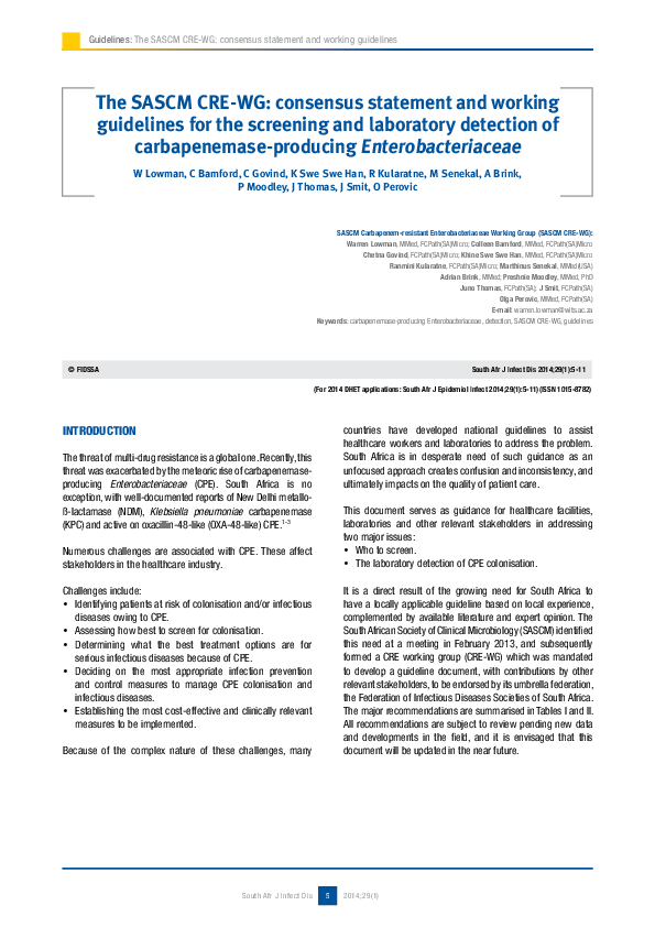 (PDF) The SASCM CRE-WG: consensus statement and working guidelines for ...