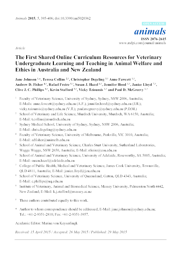 (PDF) The First Shared Online Curriculum Resources for Veterinary ...