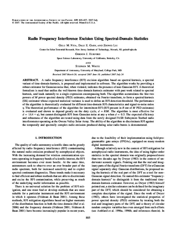 Pdf Radio Frequency Interference Excision Using Spectral‐domain 9445