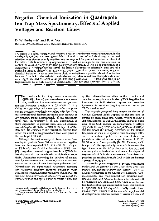 (PDF) Negative chemical ionization in quadrupole ion trap mass ...