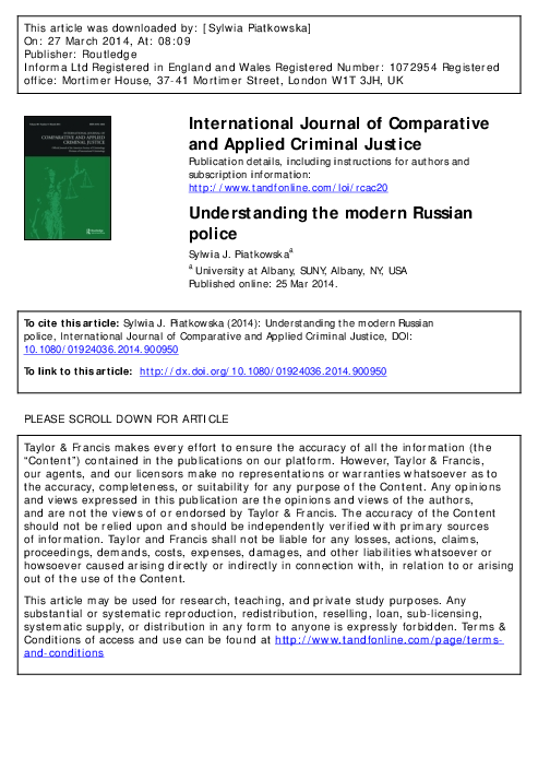 (PDF) Understanding the modern Russian police
