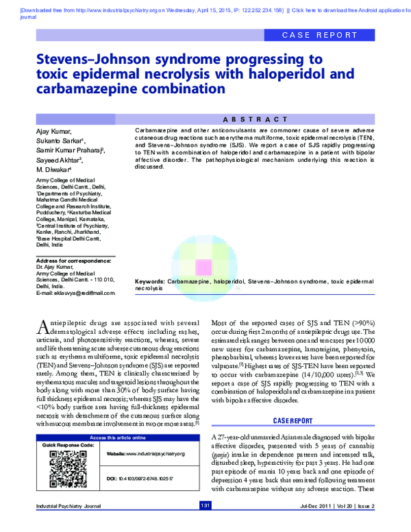 (PDF) Stevens–Johnson syndrome progressing to toxic epidermal ...