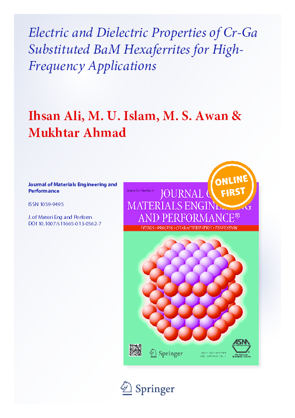 (PDF) Electric and Dielectric Properties of Cr-Ga Substituted BaM ...