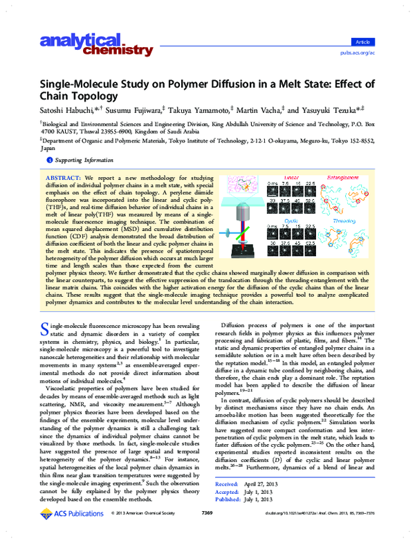 (PDF) Single-Molecule Study on Polymer Diffusion in a Melt State: Effect of Chain Topology ...