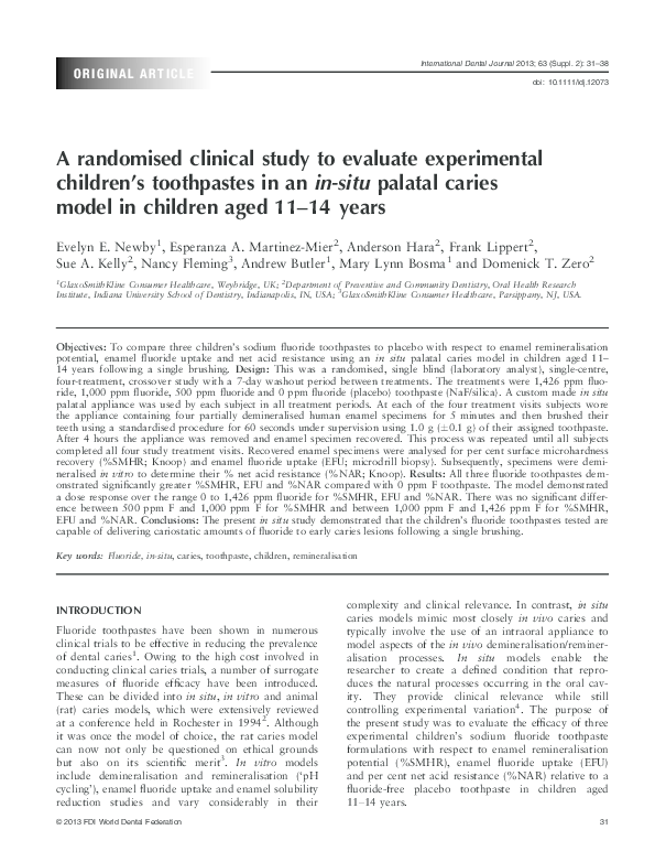 (PDF) A randomised clinical study to evaluate experimental children's ...