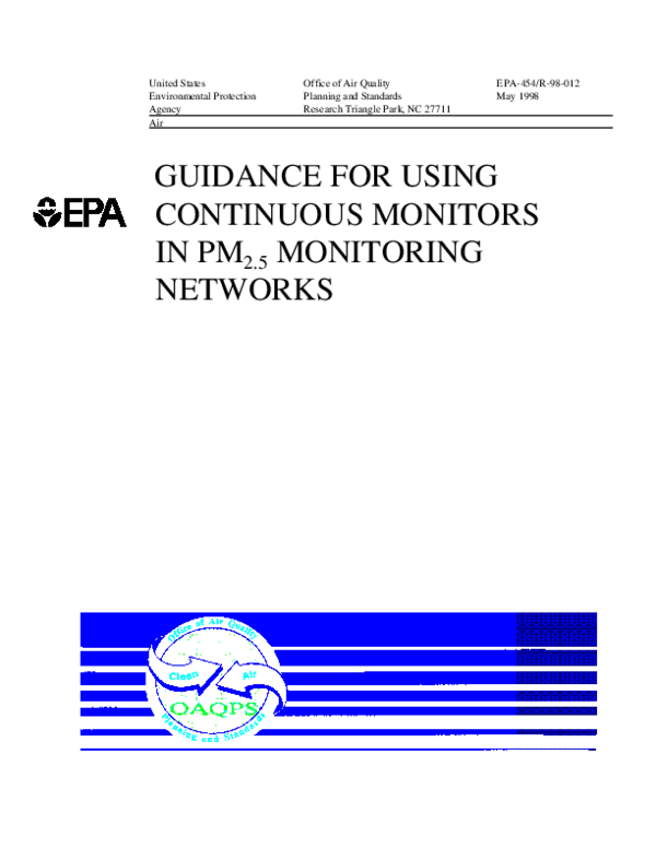 (PDF) Guidance for using continuous monitors in PM2. 5 monitoring networks