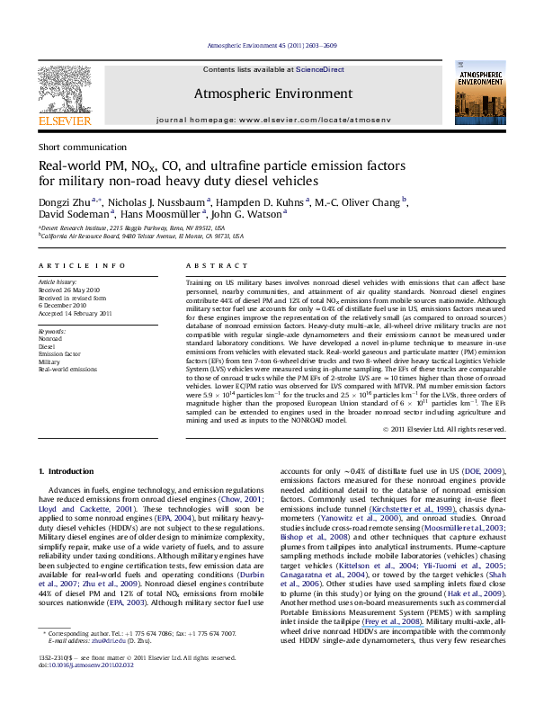 (PDF) Real-world PM, NOx, CO, and ultrafine particle emission factors ...