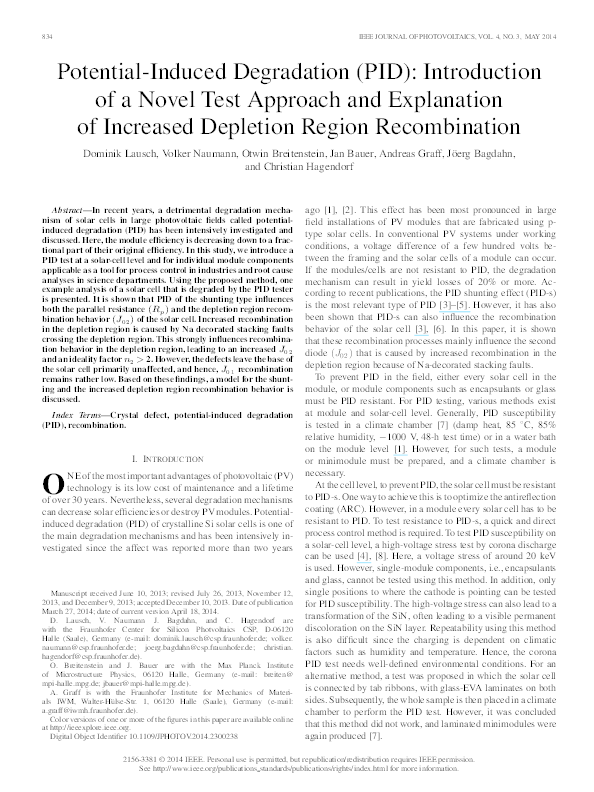 (PDF) Potential-induced degradation (PID): Introduction of a novel test ...