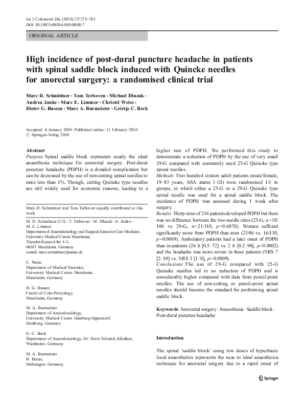 (PDF) Comparing the Incidence of Postdural Puncture Headache After ...
