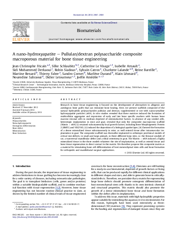 (PDF) A nano-hydroxyapatite – Pullulan/dextran polysaccharide composite macroporous material for ...