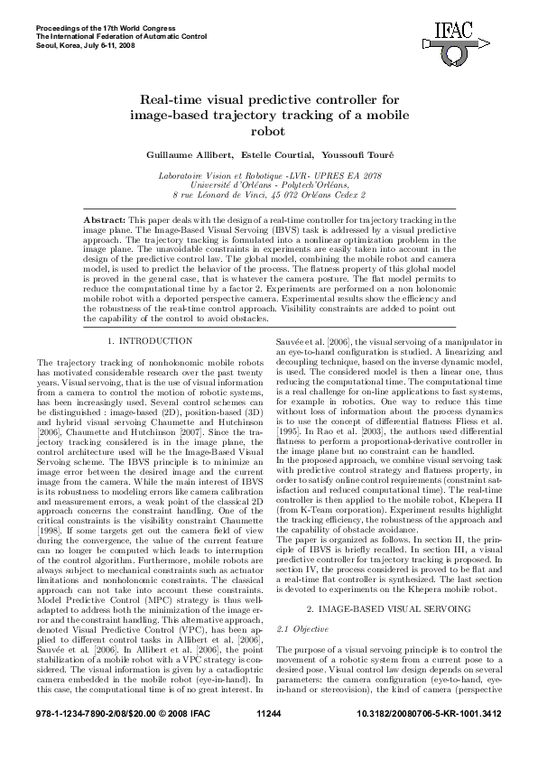 (PDF) Real-time visual predictive controller for image-based trajectory tracking of a mobile robot