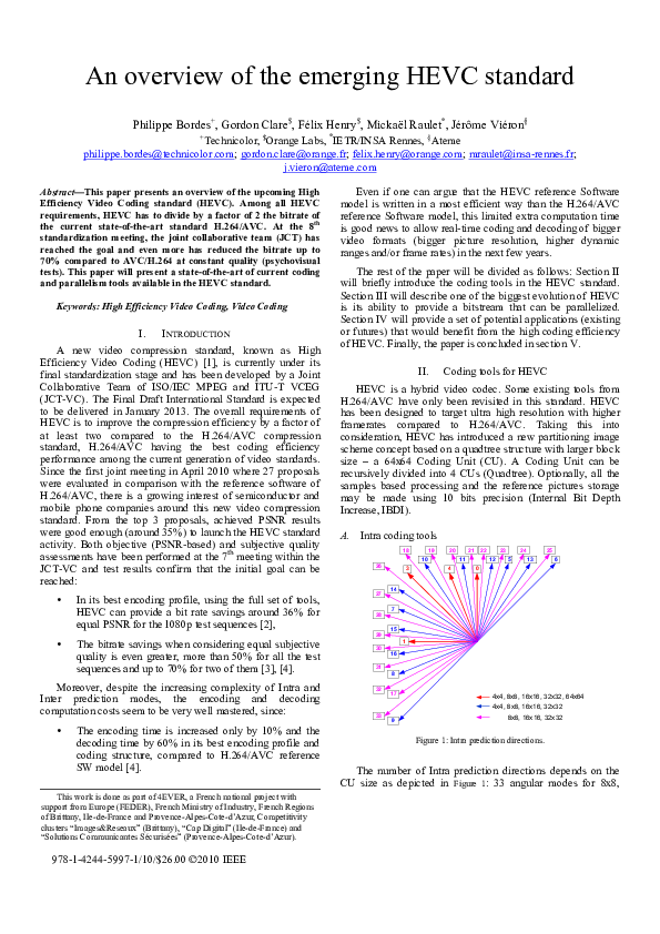 (PDF) An overview of the emerging HEVC standard