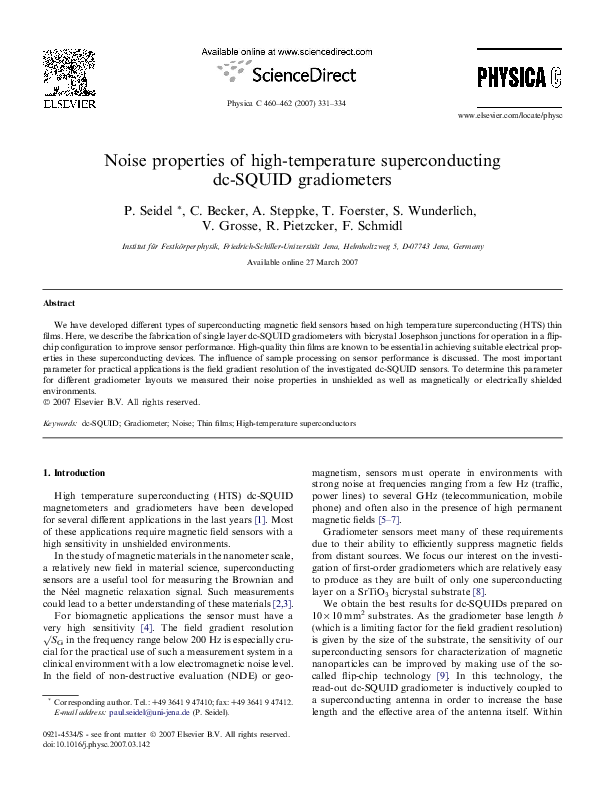 Pdf Noise Properties Of High Temperature Superconducting Dc Squid Gradiometers