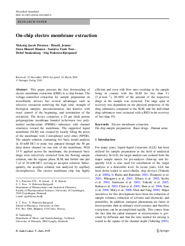 (PDF) On-chip electro membrane extraction