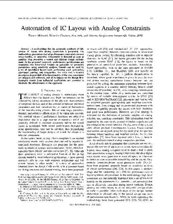 (PDF) Automation of IC layout with analog constraints