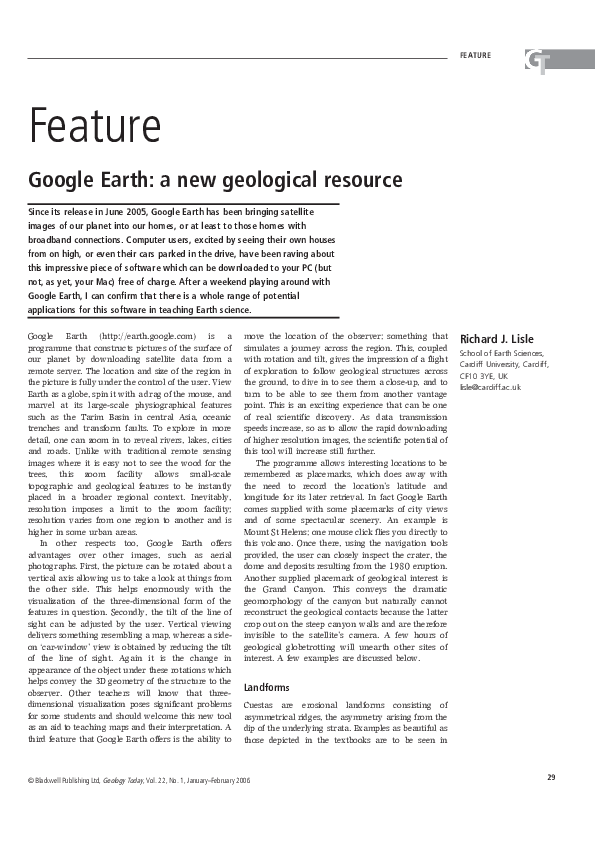 (PDF) Google Earth: a new geological resource