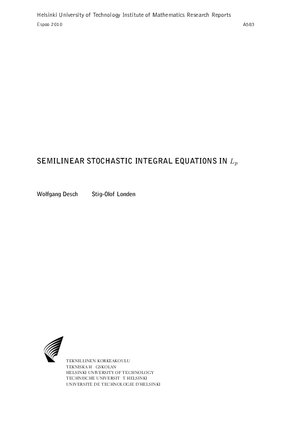 (PDF) Semilinear Stochastic Integral Equations in L p