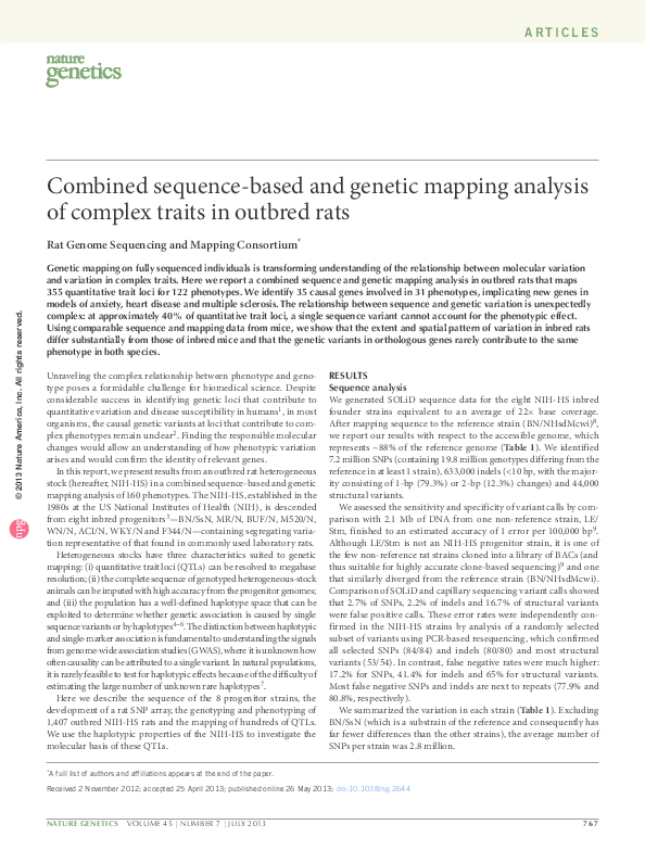 Pdf Combined Sequence Based And Genetic Mapping Analysis Of Complex