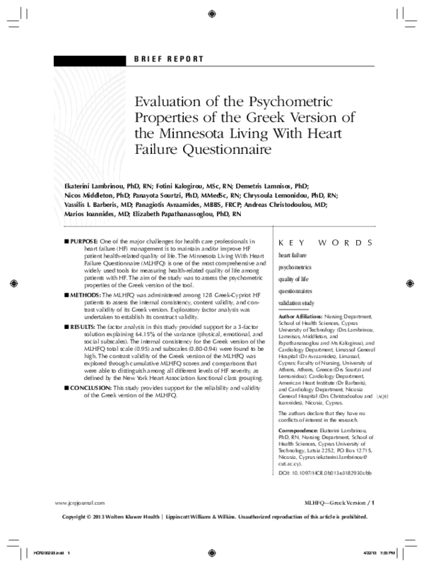 (PDF) Evaluation of the Psychometric Properties of the Greek Version of ...