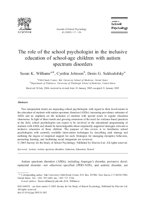 (PDF) The role of the school psychologist in the inclusive education of ...