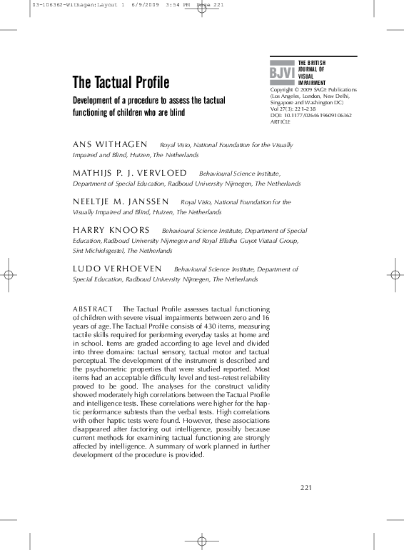 (PDF) The Tactual Profile: Development of a procedure to assess the ...
