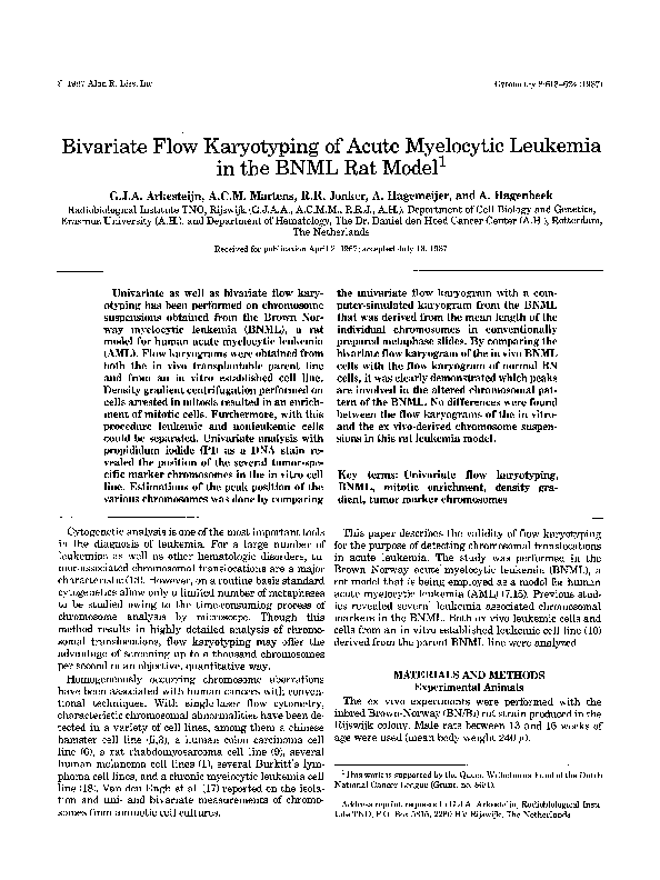 (PDF) Bivariate flow karyotyping of acute myelocytic leukemia in the ...